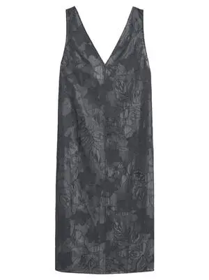 Cos Embroidered Sheer V-neck Dress - Gray