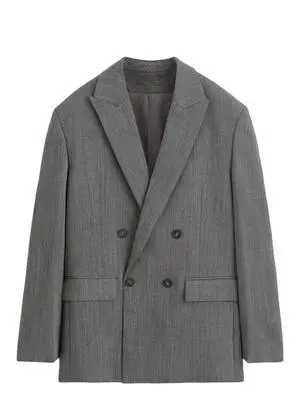 Cos Double-breasted Wool Blazer - Gray