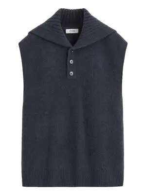 Cos Buttoned Cashmere Mock-neck Tank - Blue