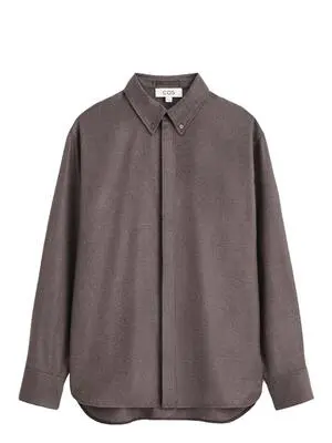 Cos Wool-flannel Button-down Collar Shirt - Brown