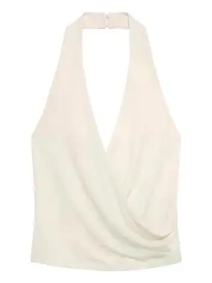 REFORMATION Lois Halterneck Wrap Top Neutrals