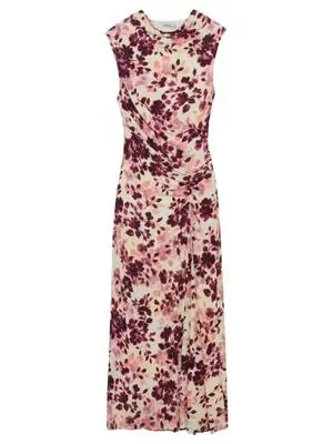 Simkhai Acacia Draped Jersey Floral-print Midi Day Dress - Neutrals