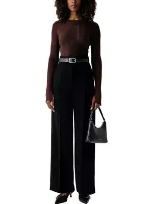 Patrizia Pepe Ribbed-knit Slit-cuff Sweater - Brown