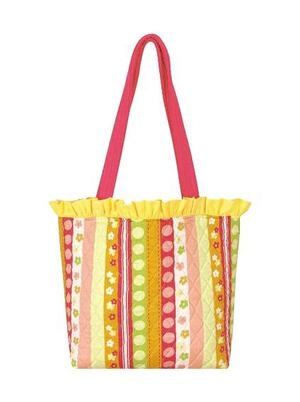 C&F HOME Ribbon Stripe Ruffle Tote - Pink