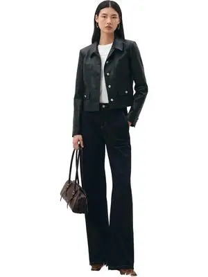 FABRIQUE Shay Tailored Cropped Blazer In Vegan Leather