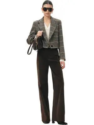 FABRIQUE Greer Houndstooth Cropped Blazer In Wool Tweed