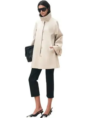 FABRIQUE Elowen Pleated Back Cape Trench Coat In 100% Cotton