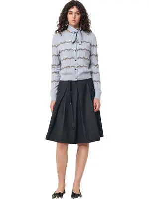 FABRIQUE Kiki Wave Stripe Cardigan With Scarf In Wool Blend Cable Knit