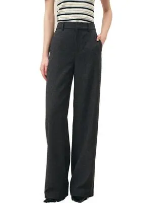 Fabrique Alix Hand Braided Straight Leg Pants In Wool Blend - Grey