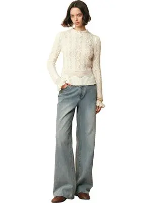 Fabrique Arabella Ruffle-trimmed Knit Pullover - White