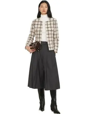 Fabrique Charlotte Plaid Cropped Jacket In Bouclé Tweed - Black