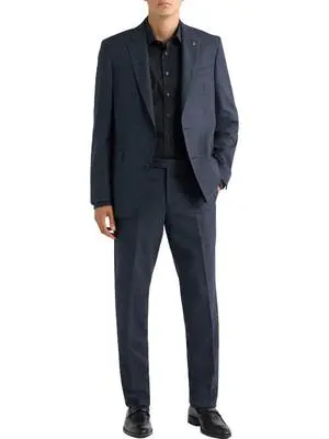 ALLSAINTS Ross Textured Wool Blend Suit - Mid Blue