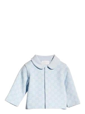 Gucci Gg-print Cotton Cardigan - Light Blue
