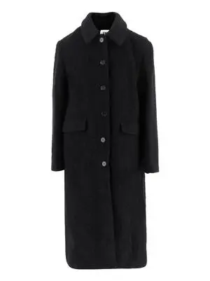 BY MALENE BIRGER Textured Long Button Coat - Black