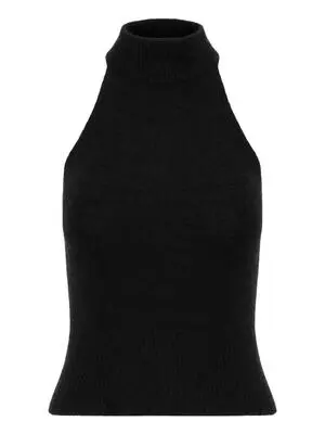 ROBERTO COLLINA Sleeveless Turtleneck Knit Top - Black