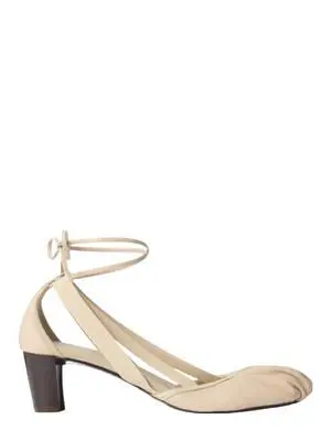 LEMAIRE 55 Mm Pedille Heeled Ballerinas In Goat Leather - Light Mastic