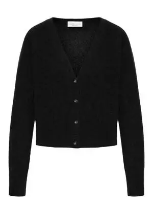 ROBERTO COLLINA Cropped V-neck Knit Cardigan - Black