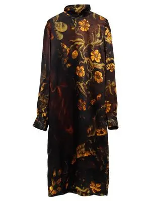 Dries Van Noten Floral Midi Dress - Black