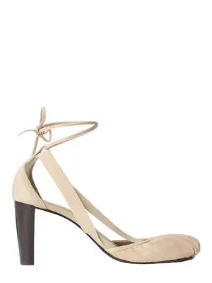 LEMAIRE 80mm Pedille Heeled Ballerinas In Goat Leather - Light Mastic