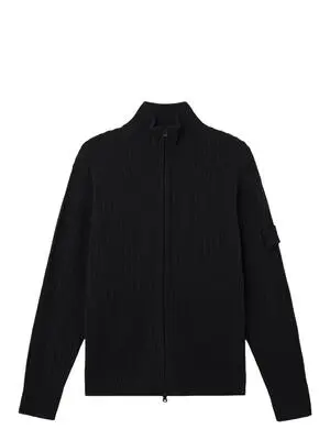 Stone Island Loose-fit Zip-up Stand Collar Jumper - Black
