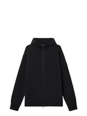 Stone Island Regular-fit Hooded Zip-up Jumper With Ribbed Trims - Black