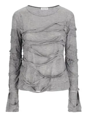 7 For All Mankind Draped Long Sleeve Sweater - Grey
