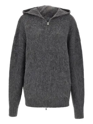 7 For All Mankind Fuzzy Zip Hooded Cardigan - Grey