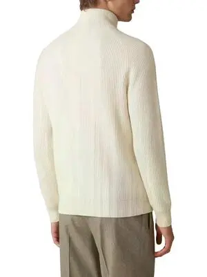 LARDINI Ribbed-knit Zip-up Sweater - Neutrals