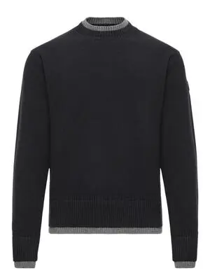 Moncler Leather Logo Wool & Cashmere Blend Sweater - Blue