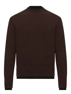 Moncler Leather Logo Wool & Cashmere Blend Sweater - Brown