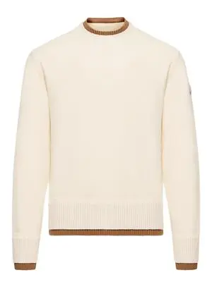 Moncler Leather Logo Wool & Cashmere Blend Sweater - White