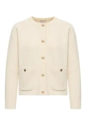 Moncler Wool & Cashmere Blend Cardigan - White