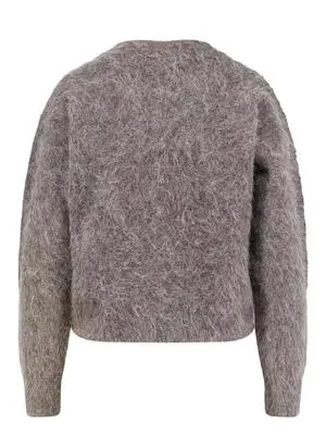 ALYSI V-neck Brushed-finish Cardigan - Brown