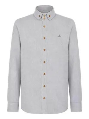 VIVIENNE WESTWOOD Orb-embroidered Button-down Shirt - Grey