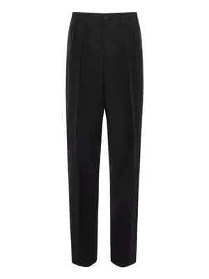 Yohji Yamamoto Pleat-detail Wool Trousers - Black