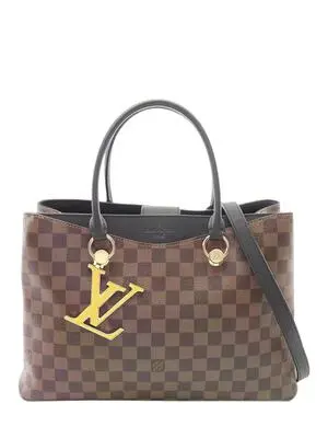 LOUIS VUITTON 2019 Damier Ebene Riverside Satchel Brown