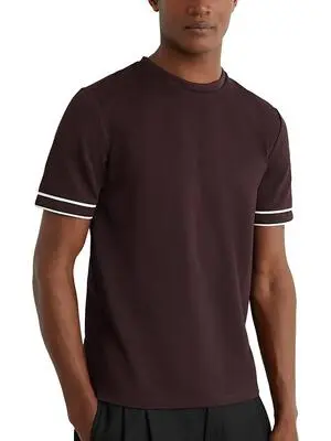 REISS Oscar Textured Piped Tee - Cherry Red