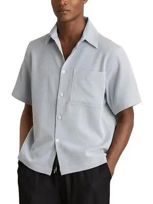REISS Sensei Narrow Stripe Pocket Shirt - Soft Blue/white