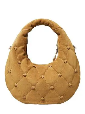 Tory Burch Bunny Knot Suede Crossbody - Toffee