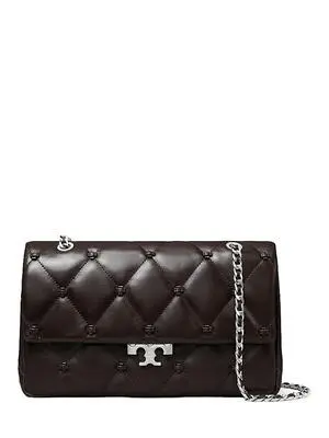 Tory Burch Bunny Knot Quilted Leather Shoulder Bag - Cocoa