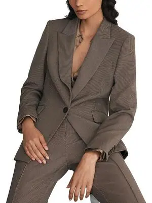 REISS Gabi Peak Lapel Blazer - Black/neutral