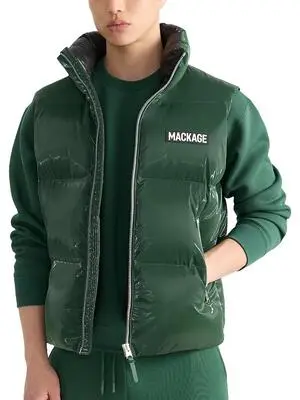 Mackage Kane-glo High Gloss Down Logo Puffer Vest - Evergreen
