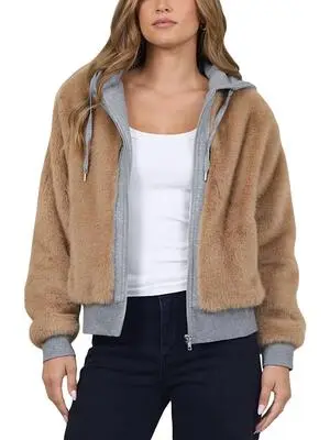 Vintage Havana Faux Fur & Fleece Combo Jacket - Grey