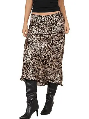 VINTAGE HAVANA Printed Satin Maxi Skirt