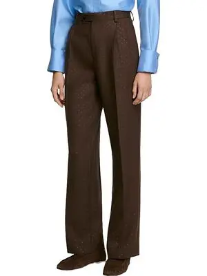 Sandro Miles Rhinestone Tab Waist Pants - Brown