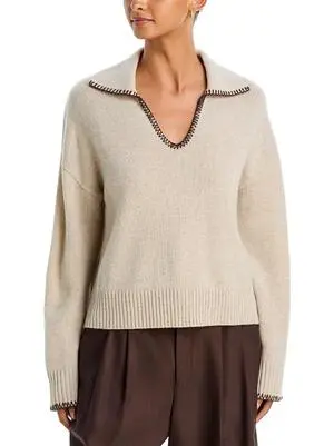 BELLA DAHL Wool & Cashmere Contrast Trim Sweater