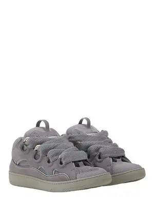 LANVIN Curb Monochrome Suede Sneakers - Light Grey