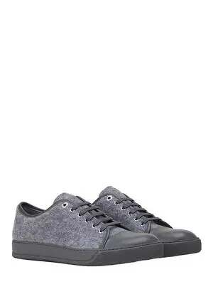 LANVIN Dbb1 Sneakers In Felt And Nappa Leather - Light Grey