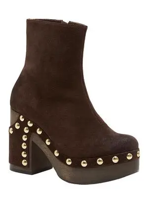 Free People Grayson Leather Clog Boots - Chocolate