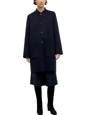 Gerard Darel Anai Wool Double Face Coat - Navy